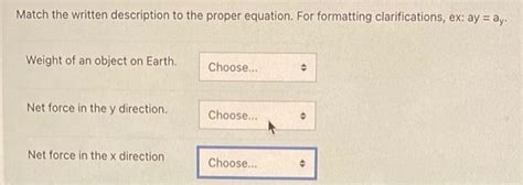 Solved Match The Written Description To The Proper Equation