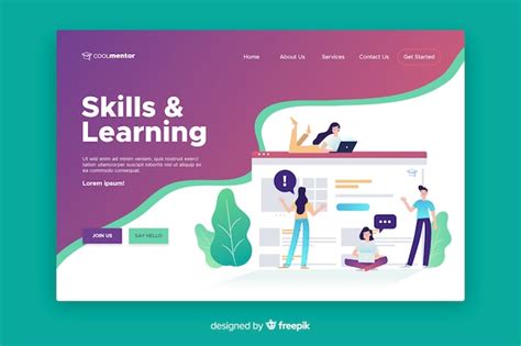 온라인 교육 방문 페이지 무료 벡터
