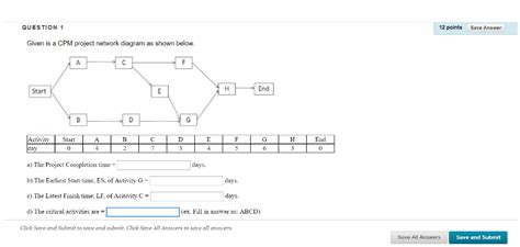 Solved 12 Points Save Answer QUESTION 1 Given Is A CPM Chegg Com