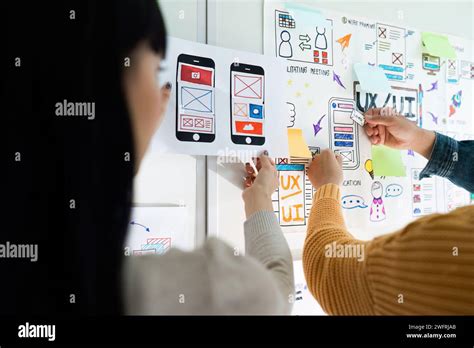 Team Of UI UX Web Designer Are Working Together To Develop Mobile Responsive Websites With UI UX