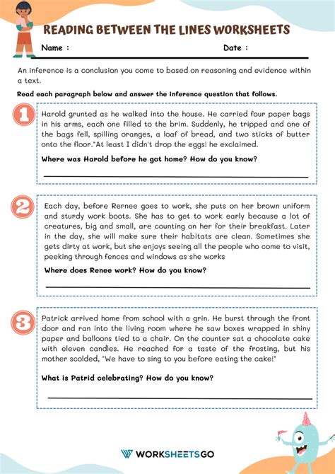 Reading Between The Lines Worksheets Worksheetsgo