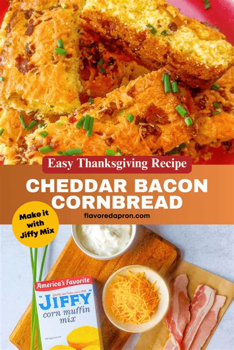 Easy Cheddar Bacon Scallion Cornbread With Jiffy Mix Flavored Apron