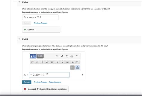 Solved Part Awhat Is The Electrostatic Potential Energy In