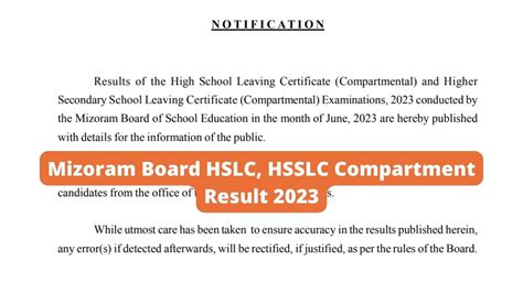 Mizoram Board Hslc Hsslc Compartment Result 2023 Declared 7125
