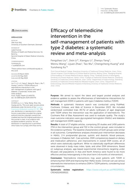 Pdf Efficacy Of Telemedicine Intervention In The Self Management Of Patients With Type 2