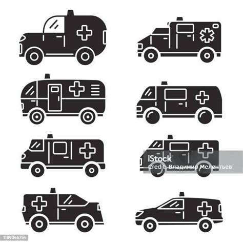 설정 구급차 아이콘 실루엣 플랫 벡터 그림입니다 응급 의료 서비스 응급 처치911 응급 재해 차량 건강관리와 의술에 대한 스톡 벡터 아트 및 기타 이미지 Istock