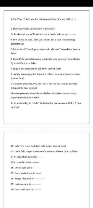 Solved 1 The Powerpoint View That Displays Only Text Title