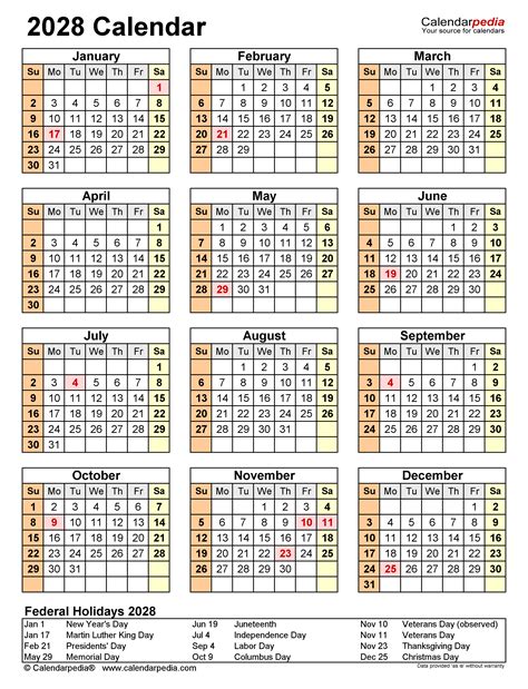 2028 Calendar Free Printable Excel Templates Calendarpedia