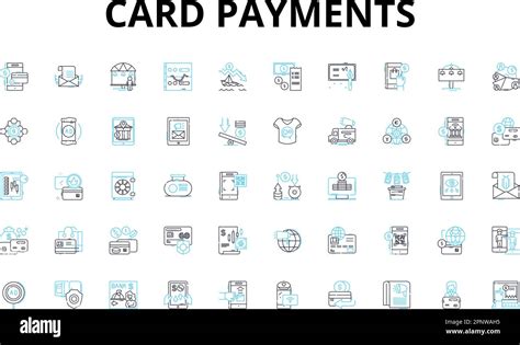 Card Payments Linear Icons Set Transaction Authorization Payment