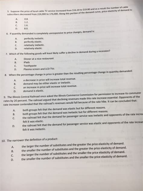 solved 1 if the price elasticity of demand for a product is