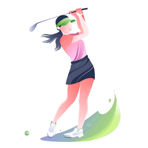 손으로 그린 만화 아시안 게임 스포츠 캐릭터 일러스트 골프를 치는 여자 캐릭터 일러스트 게임 일러스트 여자 일러스트 Png 일러스트 및 이미지 에 대한 무료 다운로드