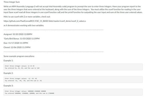 Three Integer Sum Write An ARM Assembly Language I Chegg