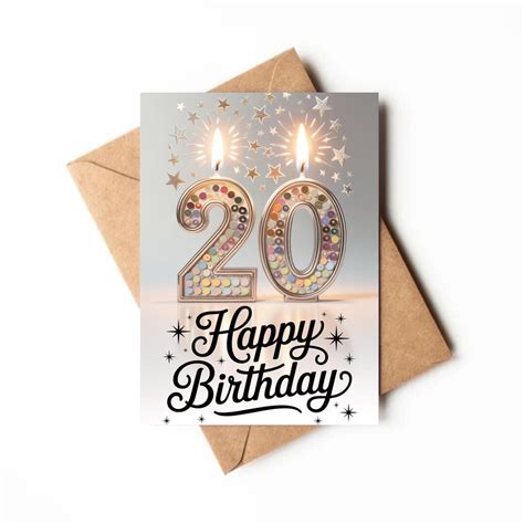 20th Birthday Card Printable Card Card For Twenty Year Old Girl