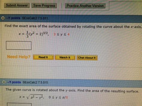 solved find the exact area of the surface obtained by