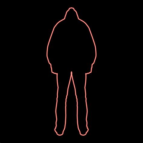 Neon Man In The Hood Concept Danger Silhouette Back Side Icon Red Color Vector Illustration