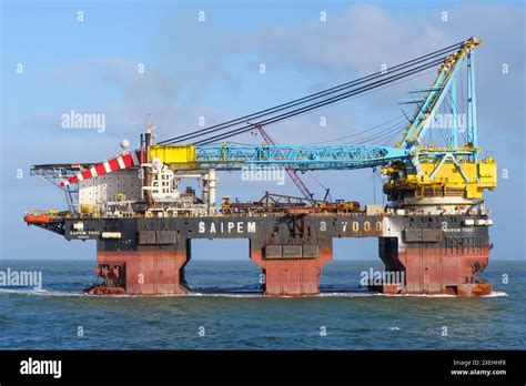 The Crane Vessel Saipem 7000 On The Way To The Port Of Rotterdam Stock