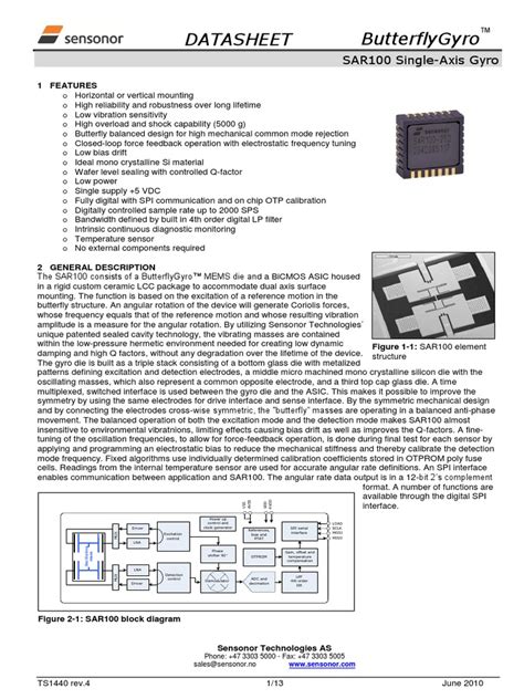 Datasheet Sar100 Robust Gyro Sensor Ts1440 R4 Electronic Engineering Electromagnetism