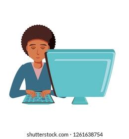 Man Desktop Computer Isolated Icon Stock Vector Royalty Free Shutterstock