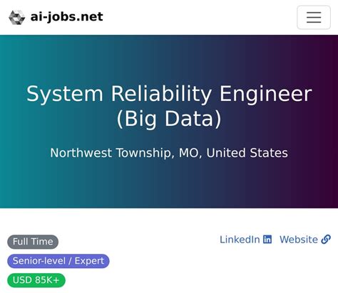 Hiring System Reliability Engineer Big Data In Northwest Township Mo United States Rai
