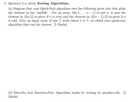 Solved Question Is About Sorting Algorithms A Chegg