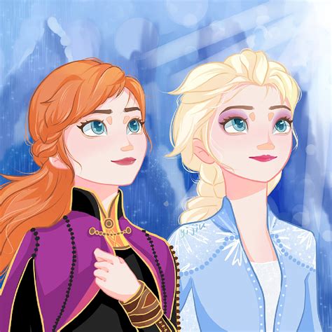 迪士尼——艾莎和安娜 一玖画里 站酷zcool