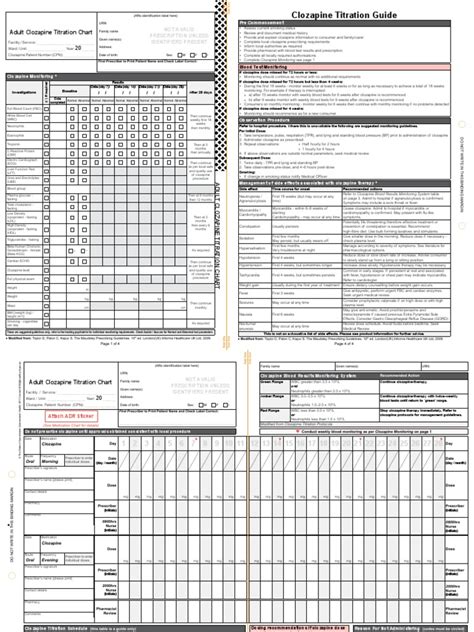 National Adult Clozapine Titration Chart Download Free Pdf Clozapine Medical Specialties