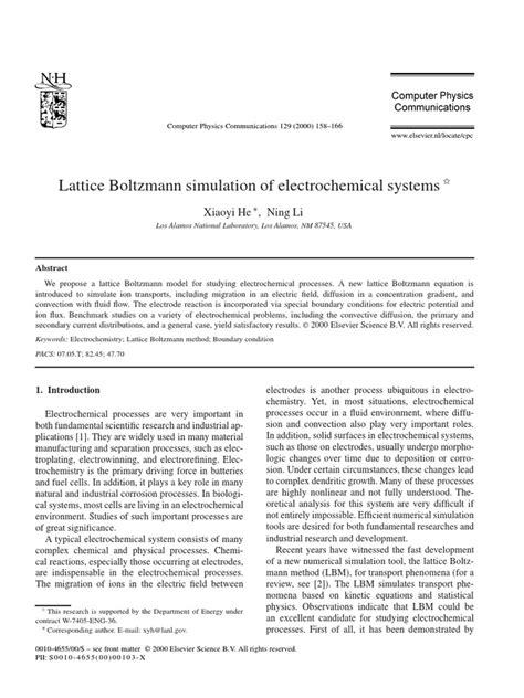 2000 Lbm Simulation Of Electrochemical Systems Pdf