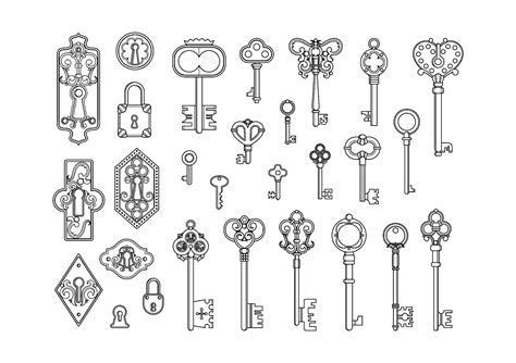 Vintage Locks And Keys Sketch Keyhole Graphic By Onyxprjart