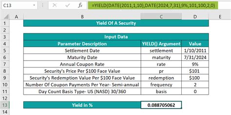 Excel Yield Function Formula Examples How To Use