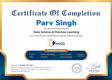Parv Singh On Linkedin Datascience Certification Ekeeda Dataskills Continuouslearning 12