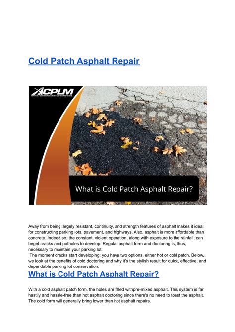 Ppt Cold Patch Asphalt Repair Powerpoint Presentation Free Download Id11551945