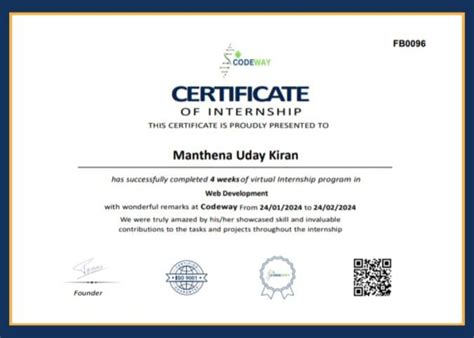 Manthena Uday Kiran On Linkedin Codeway Codewayintern Webdevelopment Internship