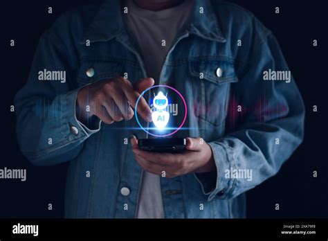 Ai Voice Command Concept Ai Artificial Intelligence Man Using