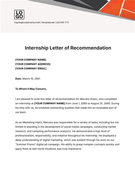 Internship Recommendation Letter Sample Internship Letter Of