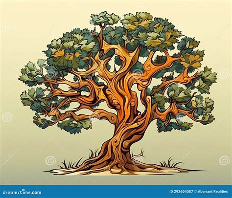 An Illustration Of A Tree With Leaves And Roots Stock Illustration Illustration Of Chalk