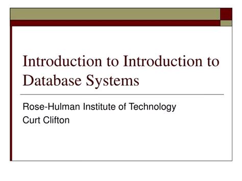 PPT Introduction To Introduction To Database Systems PowerPoint Presentation ID