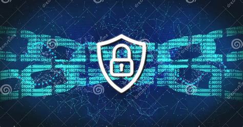 Shield With Lock Icon And Binary Code Over Digital Network Connections Stock Illustration