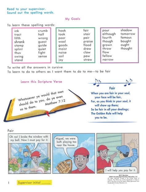 4th Grade Word Building Pace Set By Ace