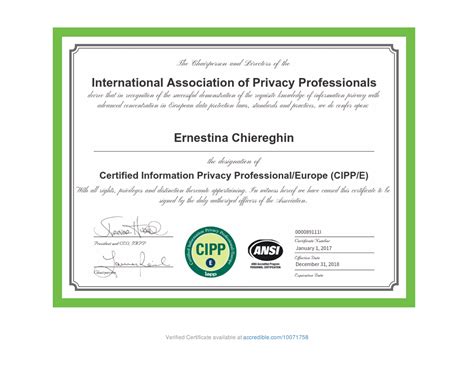 10071758 Iapp Cipp E Certificate Pdf Education