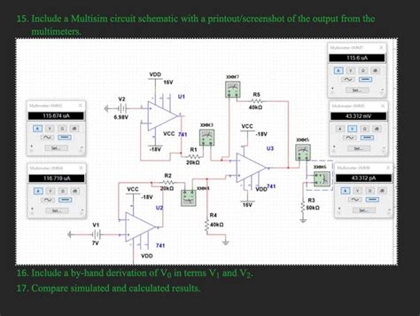 Solved 15 Include A Multisim Circuit Schematic With A