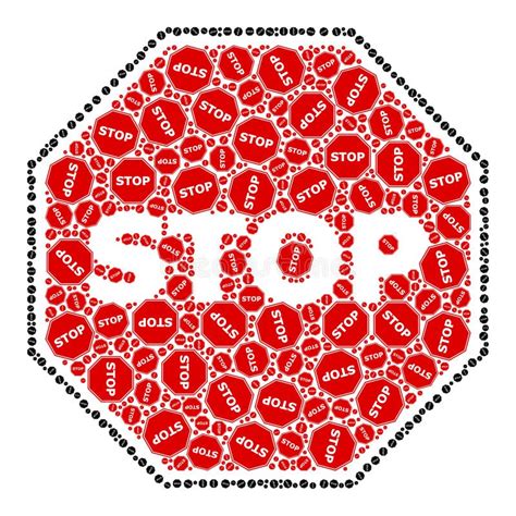 Stop Octagon Sign Recursive Icon Mosaic Of Self Icons Stock Vector