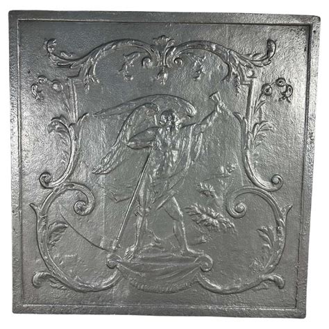 English Antique Cast Iron Fireplace Original Patina Including Refractory Bricks For Sale At