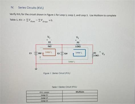 Solved IV Series Circuits KVL Verify KVL For The Circuit Chegg Com