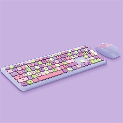Small Fresh Macaron Color Wireless Keyboard And Mouse Set Girls Lovely Chocolate Silent Infinite