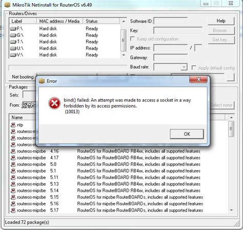 Netinstall Bindfailed Error And No Code General Mikrotik