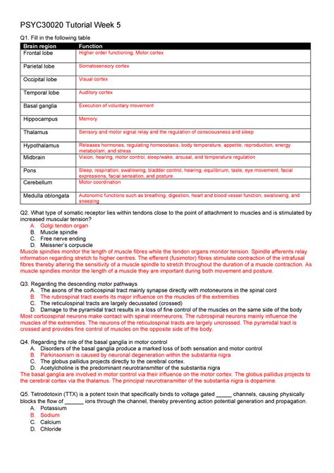 Psyc30020 Tutorial Week 5 Answers Psyc30020 Tutorial Week 5 Q1
