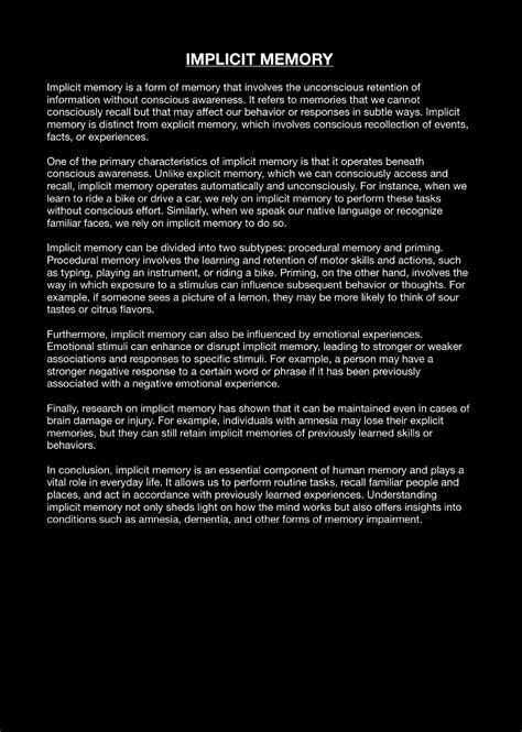 Essay Implicit Memory Studocu