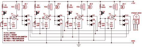 Electronic Quiz Button Table Circuit Scheme