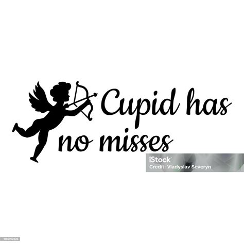 Cupid And The Words Cupid Has No Misses In Flat Style Vector
