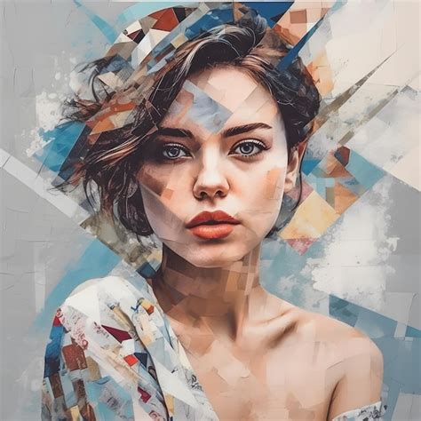 Premium Ai Image Contemporary Art Collage Of Beatiful Young Woman Made Of Multicolored